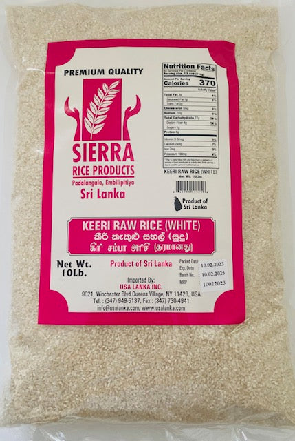 Sierra Keeri Raw Rice White - 10lb – MarsD Lanka