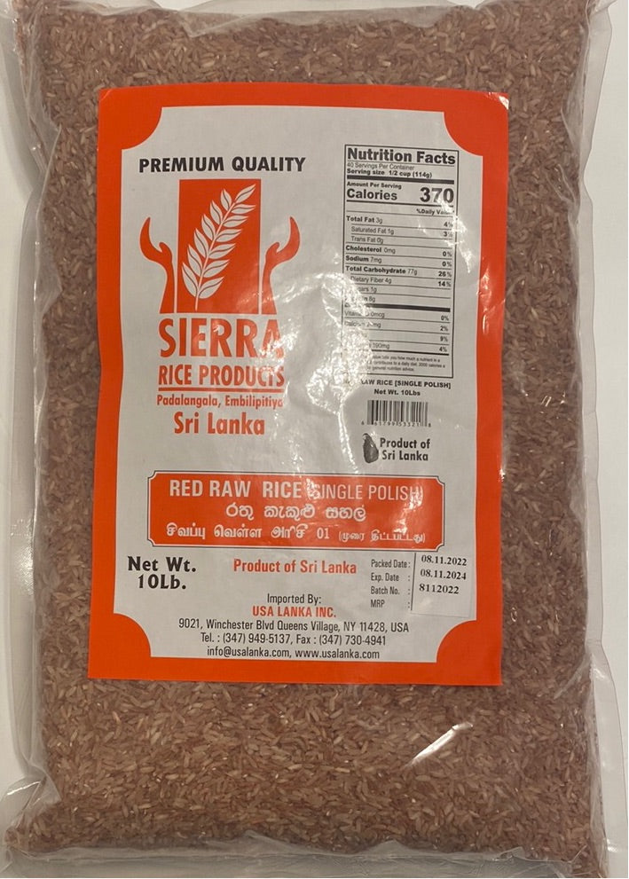Sierra Red Raw Rice (Single-Polish) - 10lb – MarsD Lanka