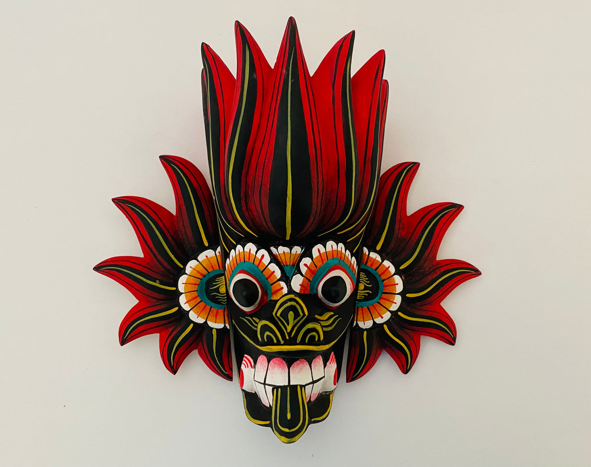 Sri Lankan Traditional Wall Decorations (Wooden Mask)-Gini- Raksha-H x ...