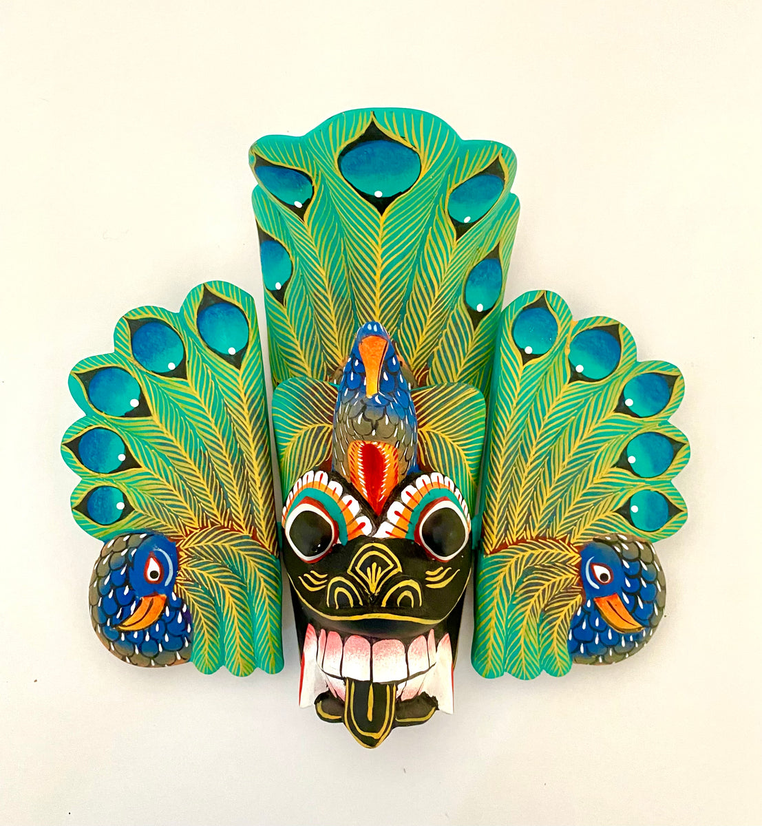 Sri Lankan Traditional Wall Decorations (Wooden Mask)-Mayura-Raksha-H ...